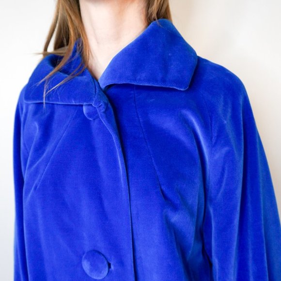 Vintage | Jackets & Coats | Vintage 6s Cerulean Royal Blue Velvet ...